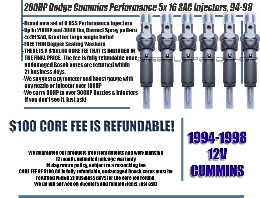 1994-1998 200HP FITS Dodge Cummins® 12v Turbo Diesel Performance SAC ...